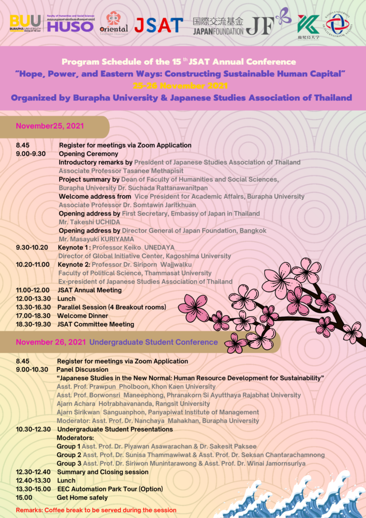 The 15th JSAT Conference “Hybrid Conference Schedule (tentative ...